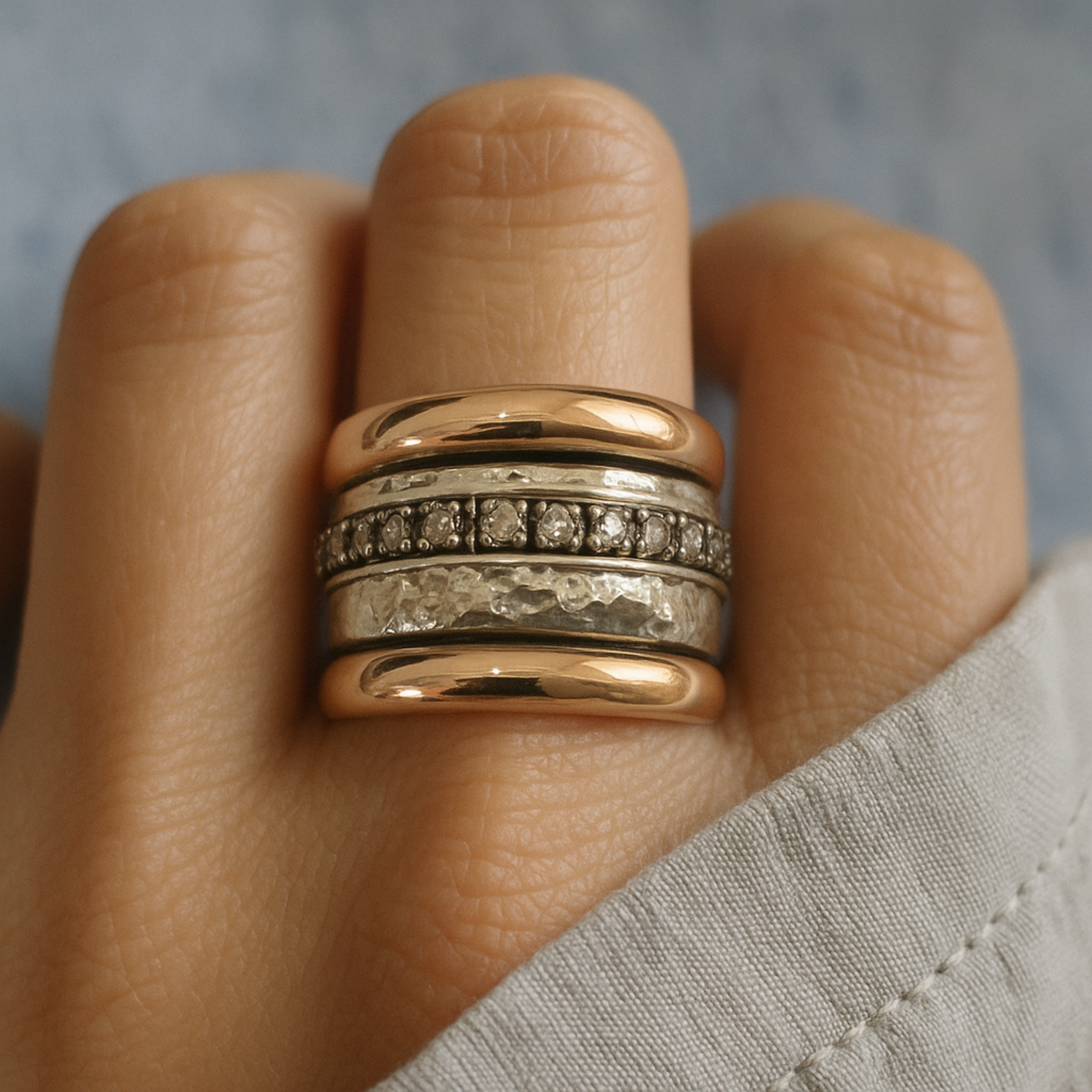 Thick Vintage Ring in Gold and Silver – Maria & Harolds Jewels