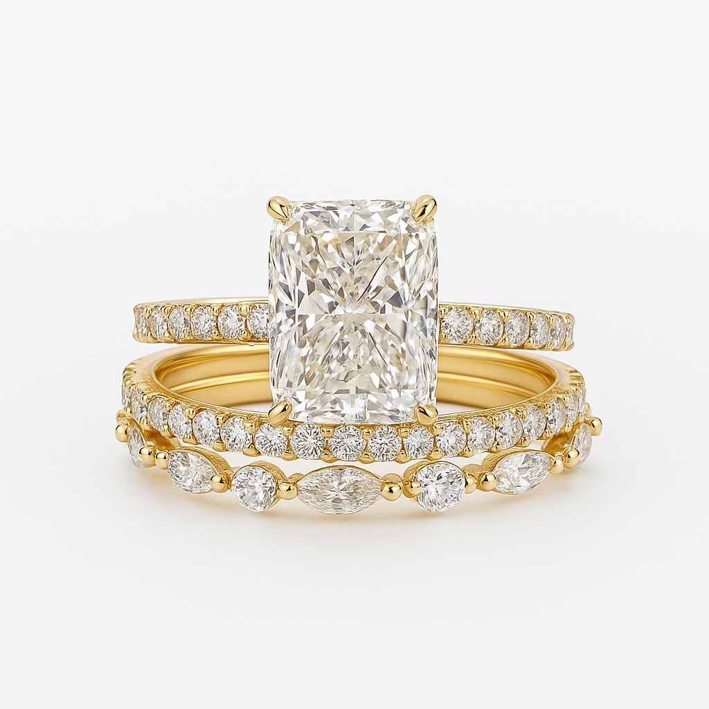 Jaily 3PC Wedding Ring Set | Gold – Maria & Harolds Jewels